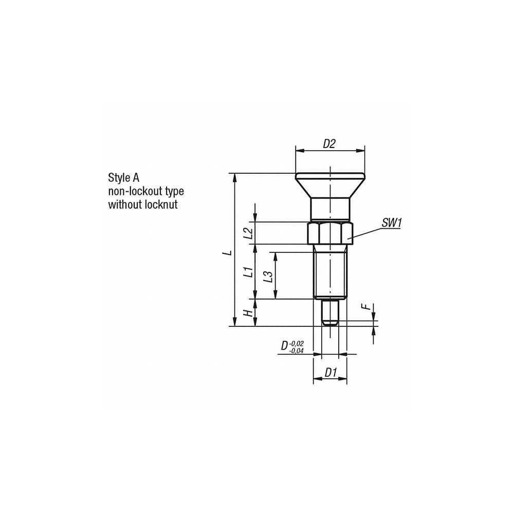KIPP - M24x2, 28mm Thread Length, 16mm Plunger Diam, Locking Pin Knob ...