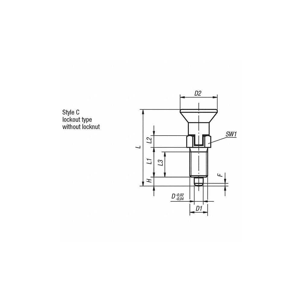 KIPP - M8x1, 13mm Thread Length, 4mm Plunger Dia, Locking Pin Knob ...