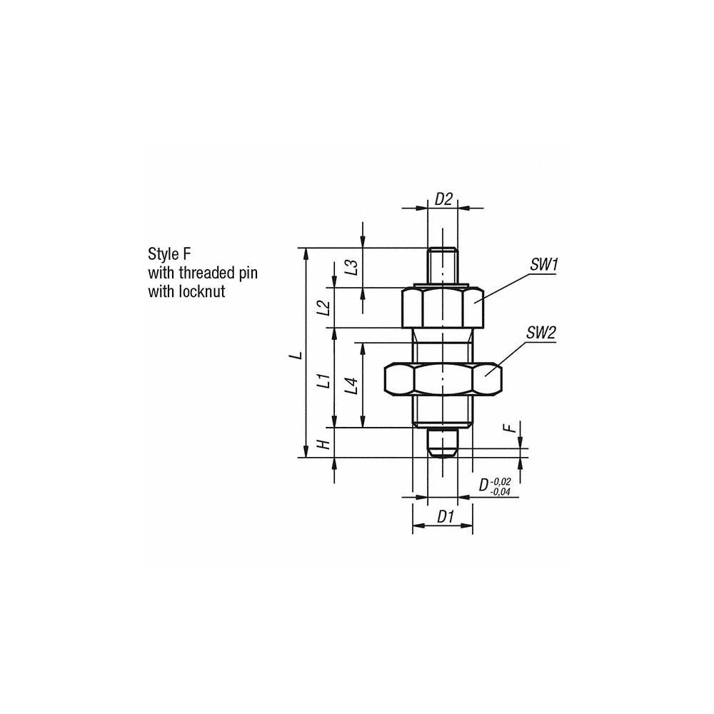 KIPP - 5/16-24, 13mm Thread Length, 4mm Plunger Dia, Hardened Locking ...