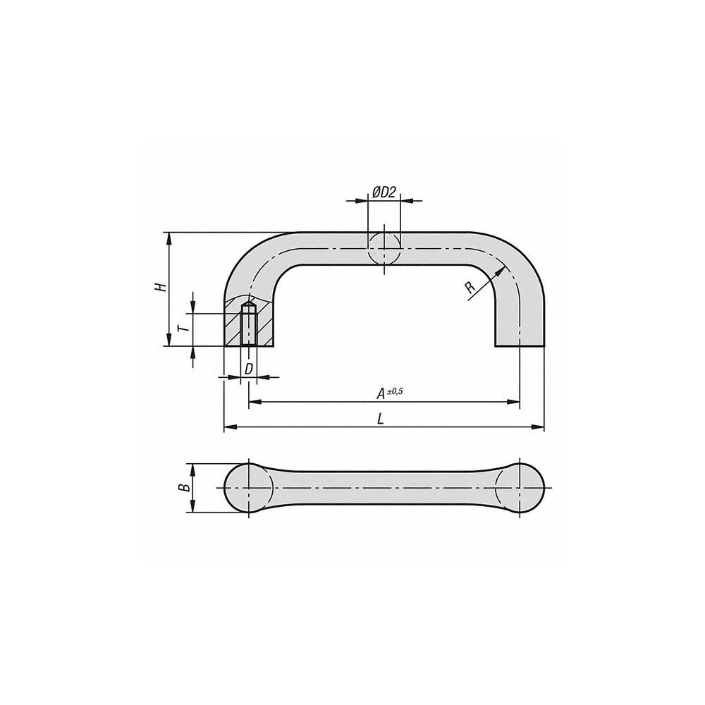 KIPP - 125mm Between Centers, M10 Hole, Cast Iron Tubular Pull Handle ...