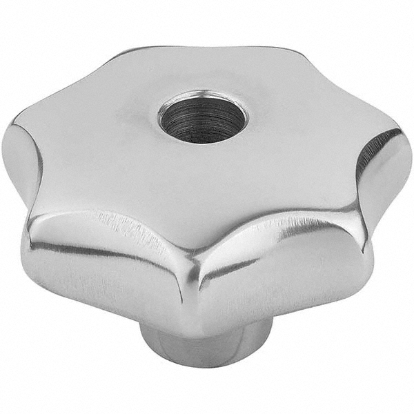 KIPP - Star Knob: 63.00 mm Head Dia, 7-Point, Aluminum, Silver | MSC Direct