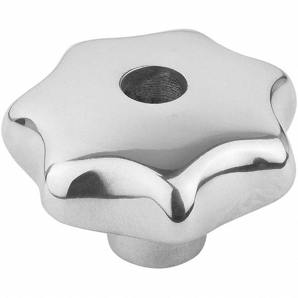 KIPP - Star Knob: 80.00 mm Head Dia, 7-Point, Aluminum, Silver | MSC Direct
