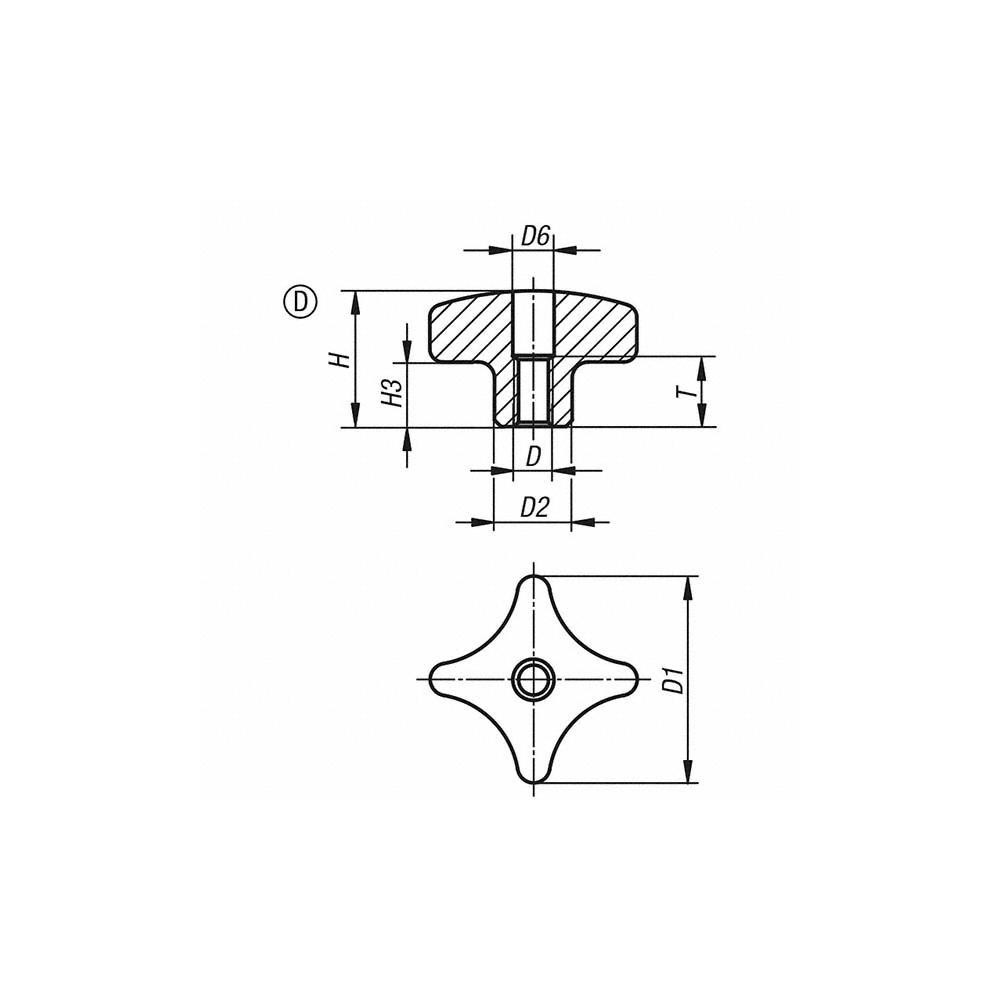 KIPP - Lobed (Palm-Grip) Knob: 63.00 mm Head Dia, 4-Point, Stainless ...