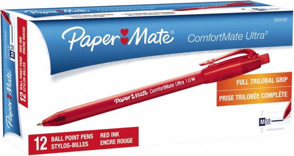 Paper Mate - Retractable Pen: 1 mm Tip, Red Ink | MSC Direct