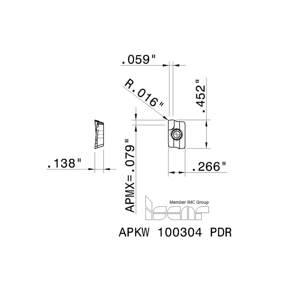 Iscar - Milling Insert: ANSI APKW 100304 PDR ID8, ISO APKW 100304 PDR ...