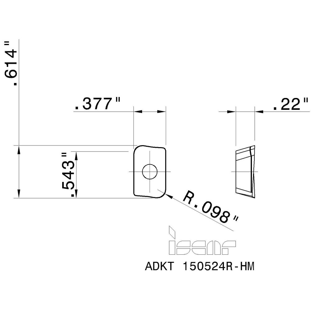 Iscar - Milling Insert: ANSI ADKT 150524R-HM IC328, ISO ADKT 150524R-HM ...