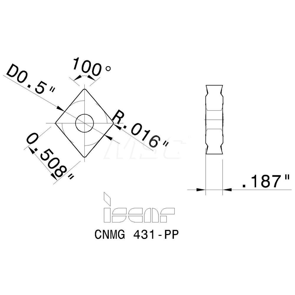 Iscar - Turning Insert: CNMG 431-PP IC-10, Carbide | MSC Direct