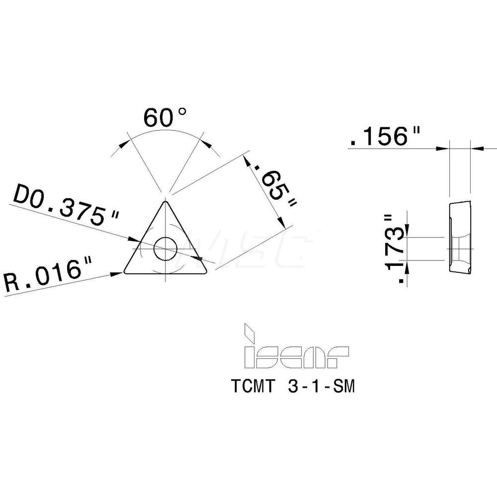 Iscar - Turning Insert: TCMT 3-1-SM-IC9250, Carbide | MSC Direct