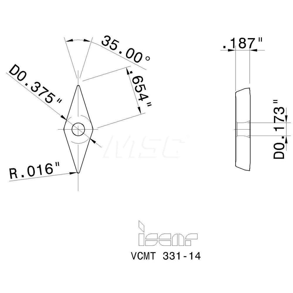 Iscar - Turning Insert: VCMT 331-14 IC-20N, Carbide | MSC Direct