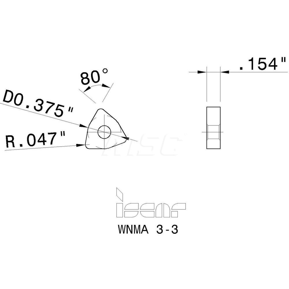 Iscar - Turning Insert: WNMA 3-3 IC-428, Carbide | MSC Direct