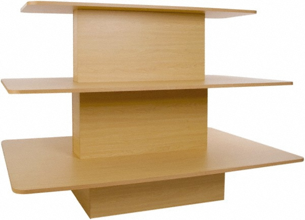 ECONOCO - 3-Tier Table: Maple Table Top, Rectangle, 42" OAL, 42" OAW ...