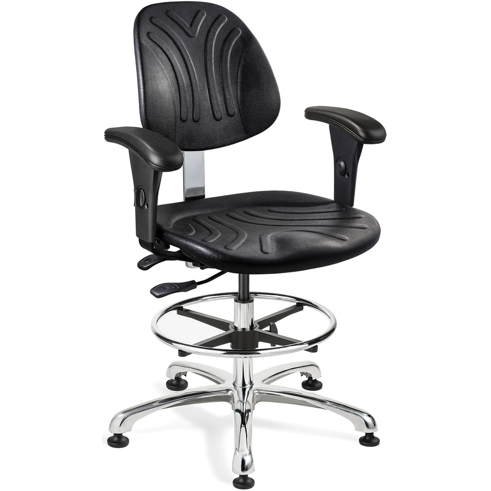Bevco - Task Chair: Polyurethane, Black, Adjustable Height | MSC Direct