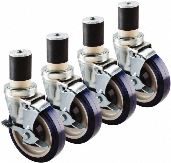 Krowne - 5" Dia x 1" Wide x 6" OAH Stem Mount Swivel Caster with Brake ...