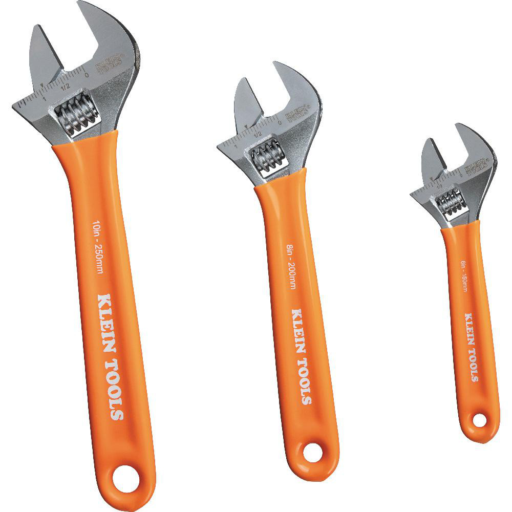 Klein Tools - Adjustable Wrench Set: 3 Pc, 6 to 10" Wrench, Imperial ...