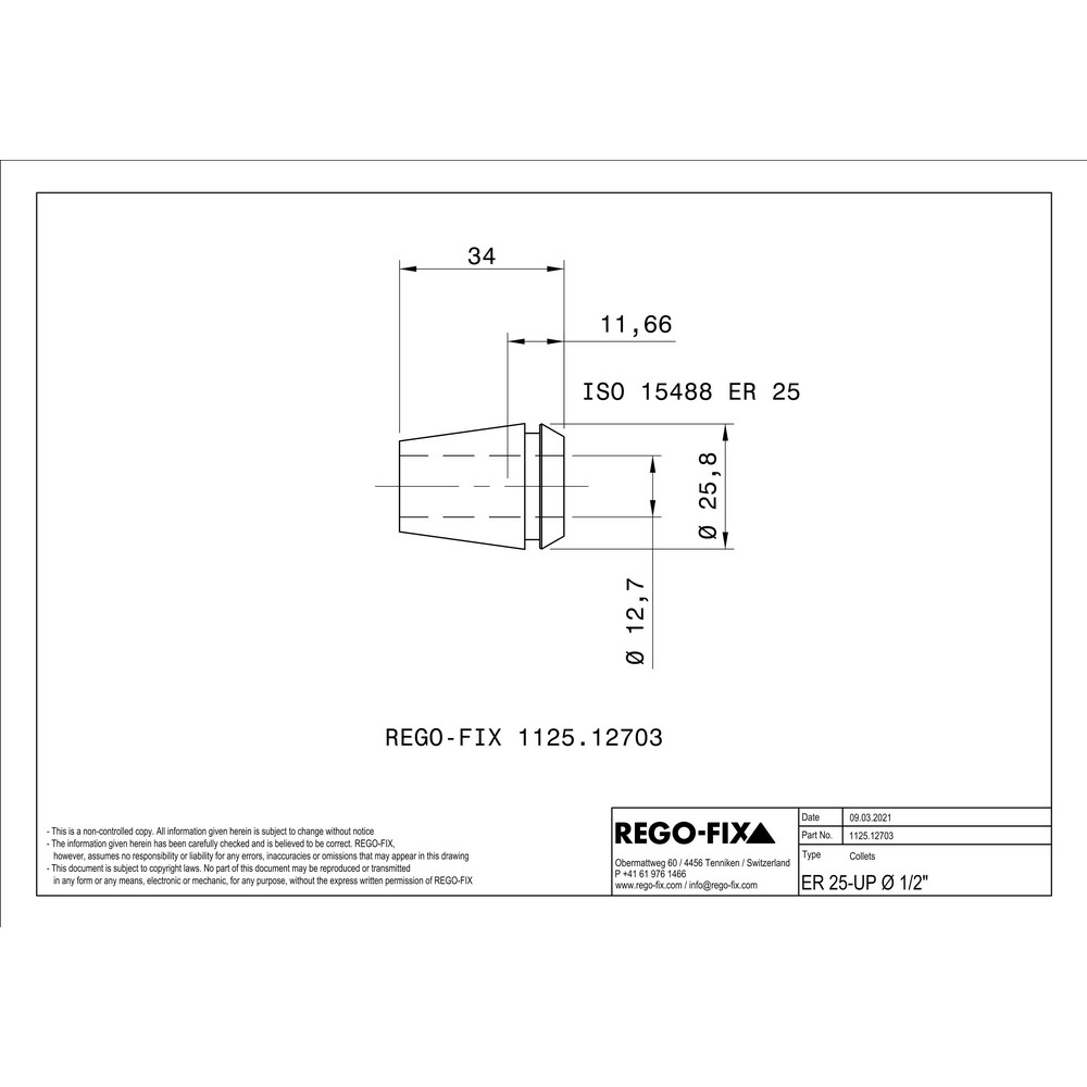 Rego-Fix - ER Collet: ER25, 1/2" Collet Size | MSC Direct