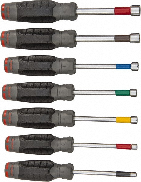 Proto - Nut Driver Set: 7 Pc, 3/16 to 1/2", Hollow Shaft, Ergonomic ...