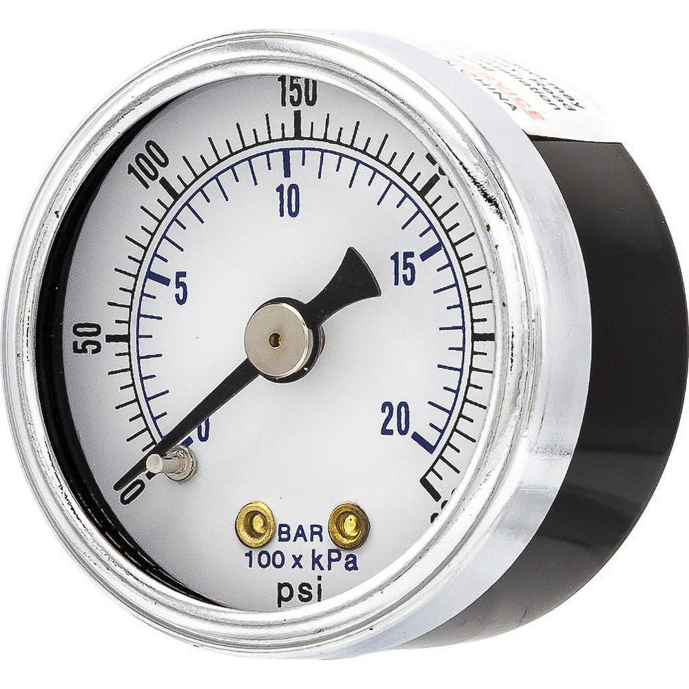 PIC Gauges - Pressure Gauge: 1-1/2" Dial Dia, 0 to 300 psi, 1/8" NPT, Center Back Mount | MSC Direct