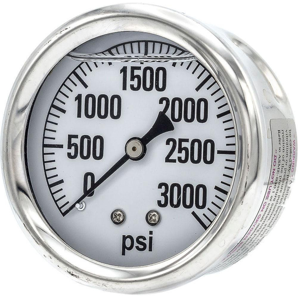 PIC Gauges - Pressure Gauge: 2-1/2" Dial Dia, 0 to 3,000 psi, 1/4" MNPT, Center Back Mount | MSC ...