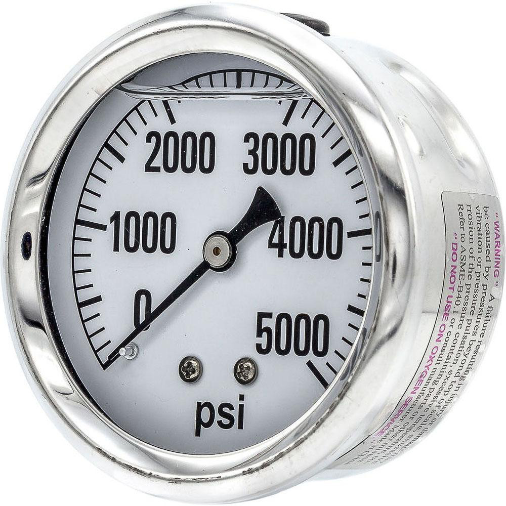 PIC Gauges - Pressure Gauge: 2-1/2" Dial Dia, 0 to 5,000 psi, 1/4" MNPT, Center Back Mount | MSC ...