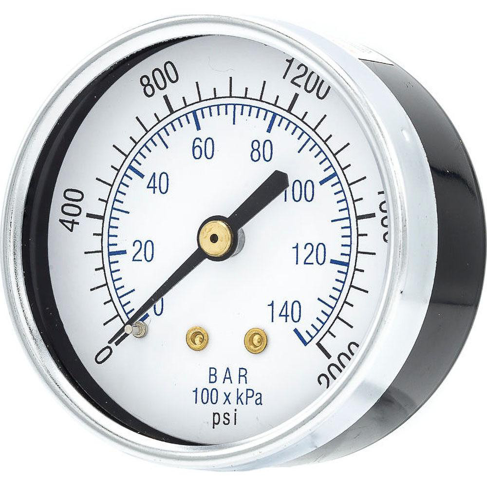 PIC Gauges - Pressure Gauge: 2-1/2" Dial Dia, 0 to 2,000 psi, 1/4" MNPT, Center Back Mount | MSC ...