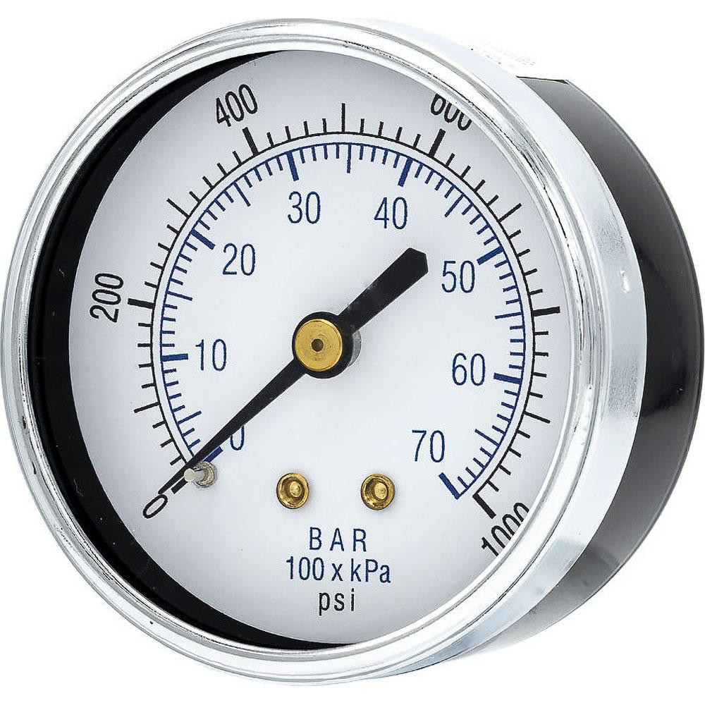 PIC Gauges - Pressure Gauge: 2-1/2" Dial Dia, 0 to 1,000 psi, 1/4" MNPT, Center Back Mount | MSC ...