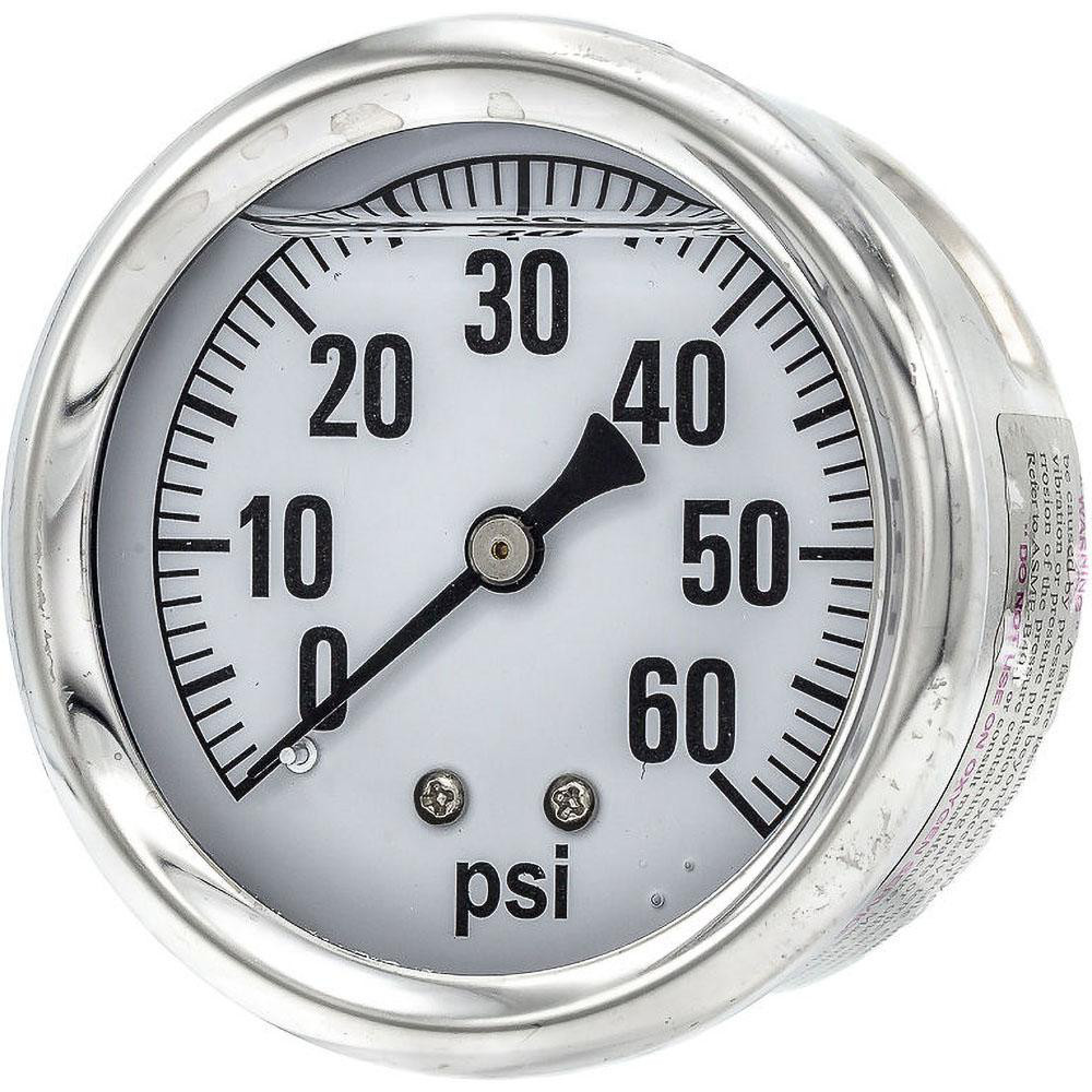 PIC Gauges - Pressure Gauge: 2-1/2" Dial Dia, 0 to 60 psi, 1/4" MNPT, Center Back Mount | MSC Direct