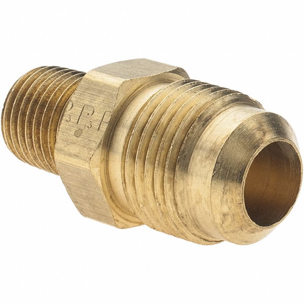 Parker - Brass Flared Tube Connector: 1/2" OD, 1/4-18 Thread, 45 deg Flared Angle | MSC Direct