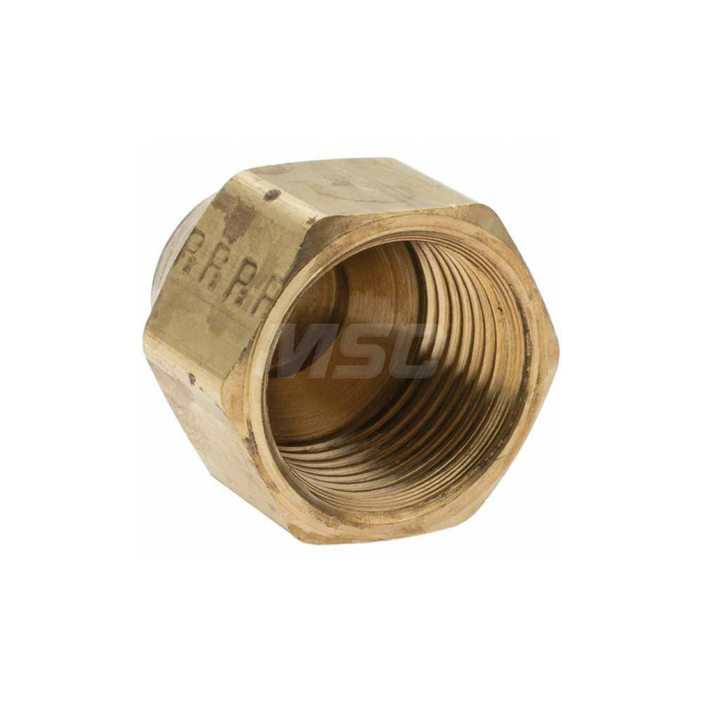 Parker - Brass Flared Tube Cap: 1/2" OD, 3/4-16 Thread, 45 deg Flared ...