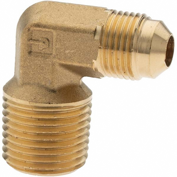 Parker - Flared Tube 90 Deg Male Elbow: 3/8" OD, 1/2-14 Thread, 45 deg Flared Angle | MSC Direct
