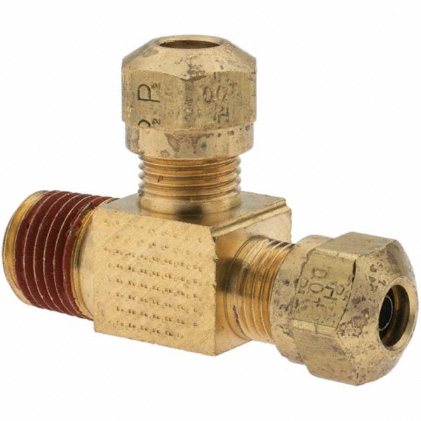 Parker - Compression Tube Male Run Tee: 1/4" Tube OD, Compression x ...