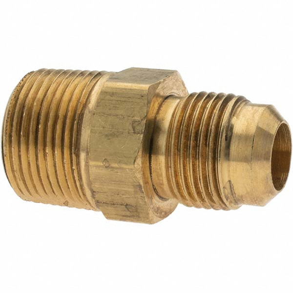 Parker - Brass Flared Tube Connector: 5/8" OD, 3/4-14 Thread, 45 deg Flared Angle | MSC Direct