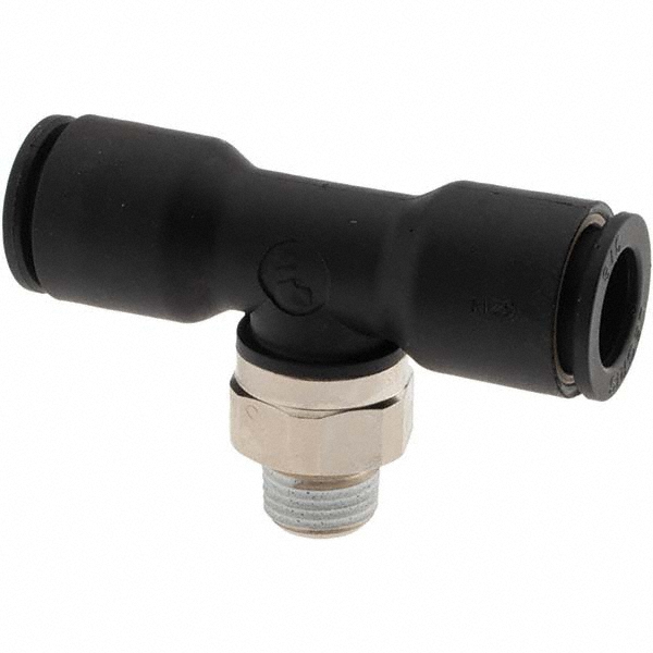 Parker - Push-to-Connect Tube x MNPT Fitting: Male Branch Tee, NPT, 3/8" OD | MSC Direct