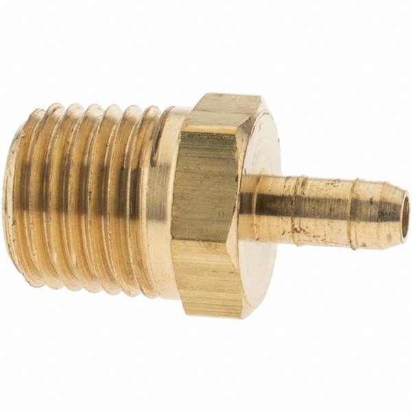 Parker - 0.17" ID, 1/4-18 Thread, Metal Barbed Tube Male Connector ...