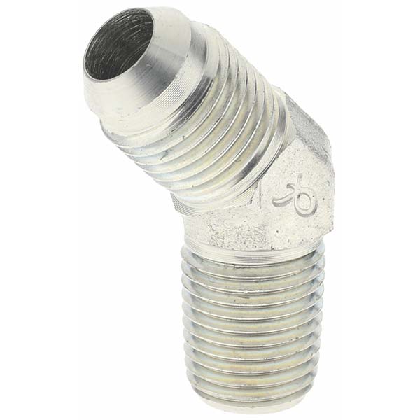 Value Collection - Steel Flared Tube 45 Deg Elbow: 3/8" OD, 9/16-18 x 1/4-18 Thread, 37 deg ...