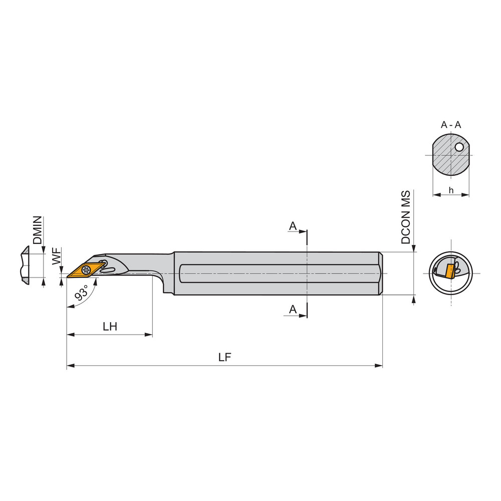 Dormer Pramet - Indexable Boring Bar: SVJBRL 32X25X93MM, 32.000 mm Min ...