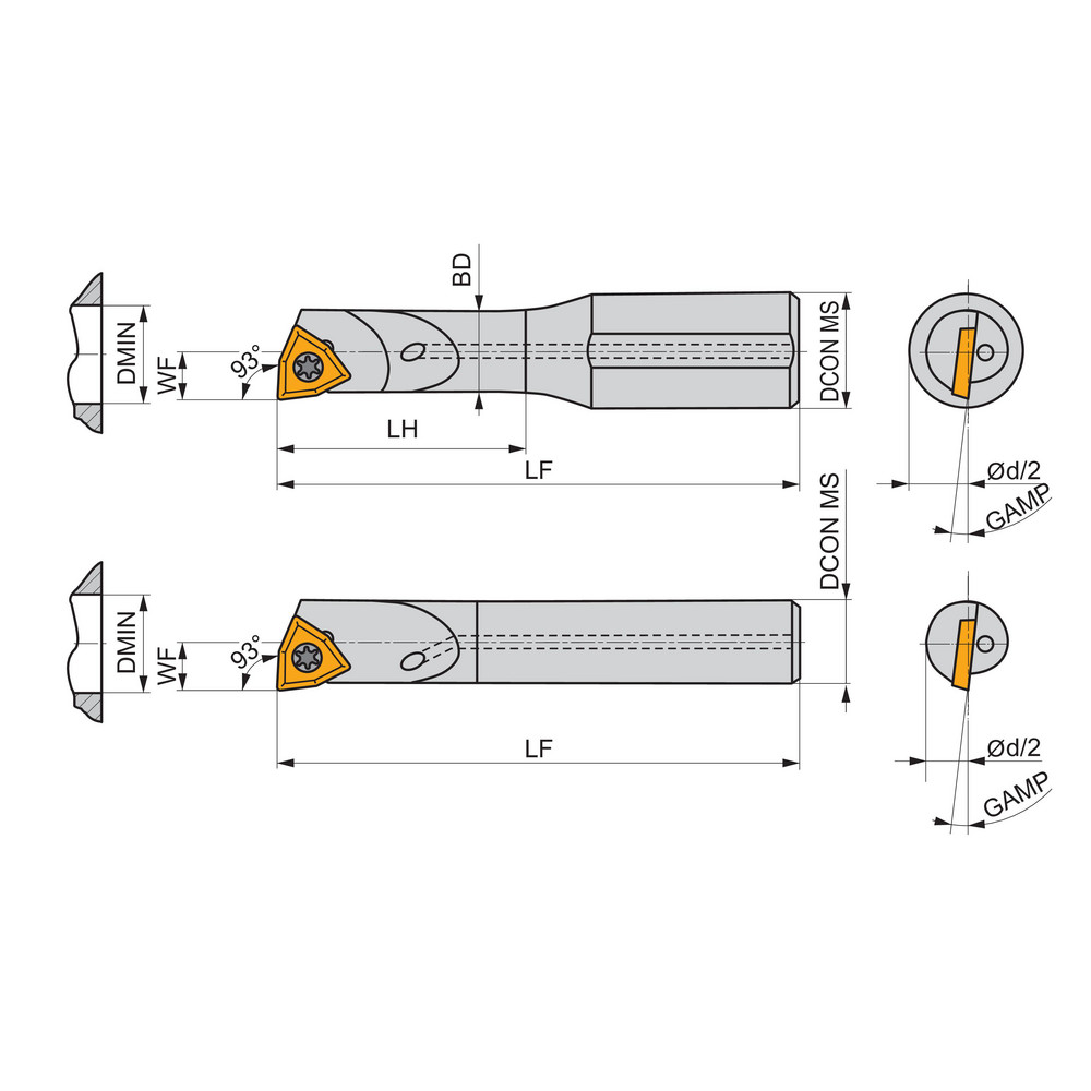 Dormer Pramet - Indexable Boring Bar: SWUCRL-EINT7.8X6X93MM, 7.800 mm ...