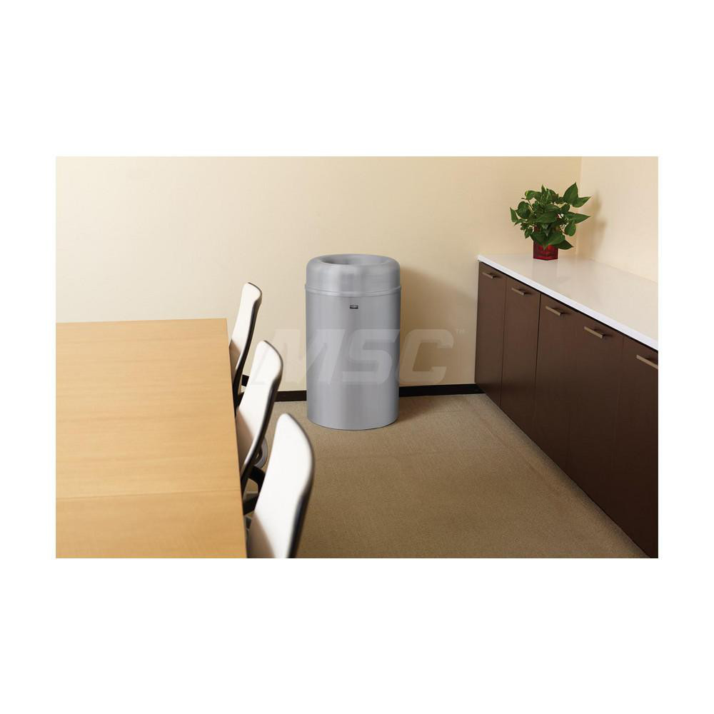 Rubbermaid - Decorative Trash Can: 30 gal, Round, Gray | MSC Direct