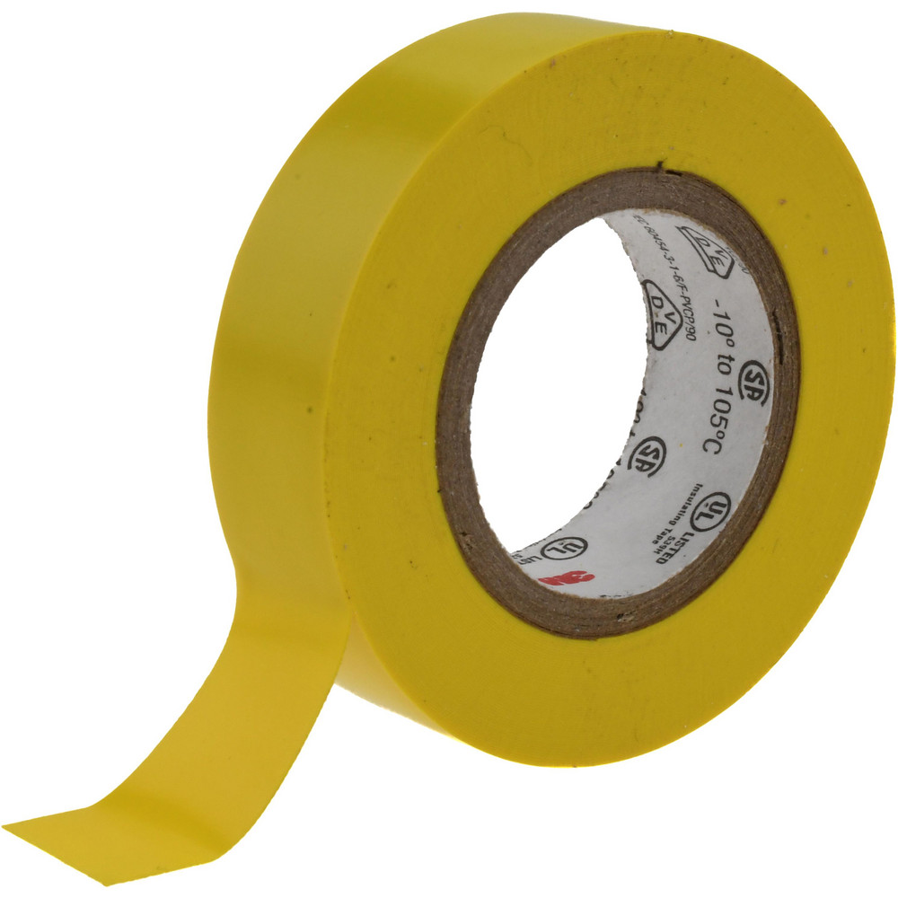 3M - Electrical Tape: 1/2" Wide, 20' Long, 7 mil Thick, Yellow | MSC Direct