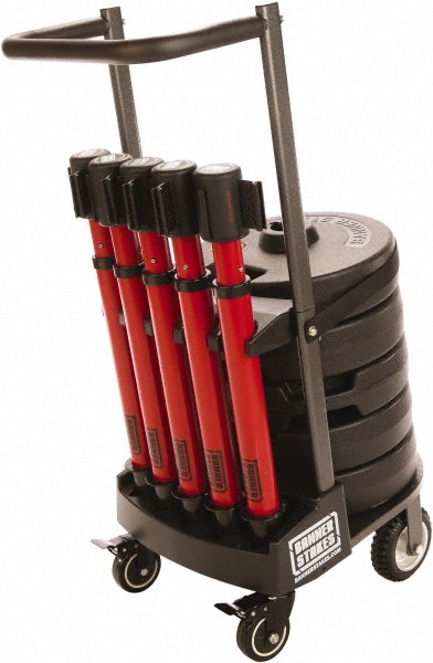 Banner Stakes - Pedestrian Barrier: Metal, Red, Use with Banner Stakes ...