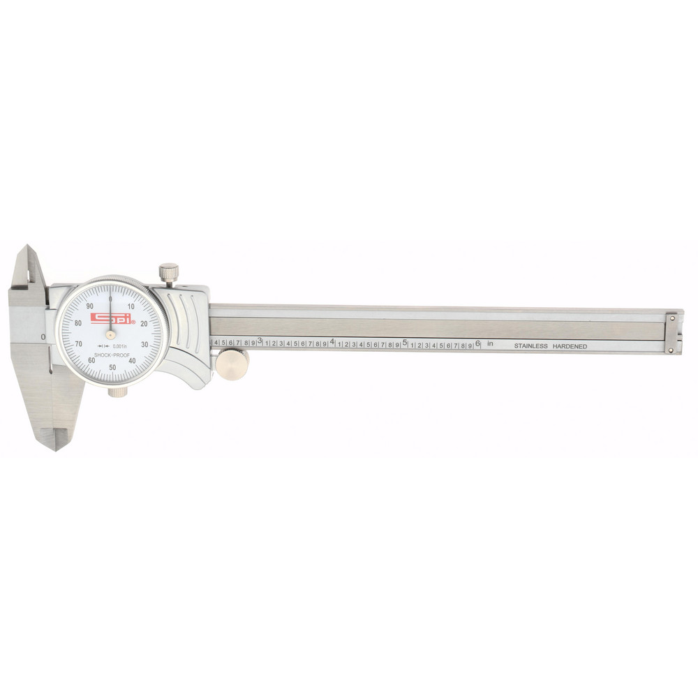 SPI - Dial Caliper: 6", 0.001000" Graduation, 0.1" per Revolution, 0. ...