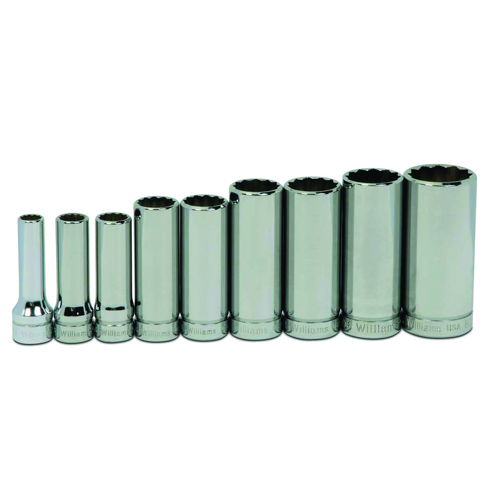 Williams - Socket Set: Deep, 9 Pc, 3/8" Drive | MSC Direct