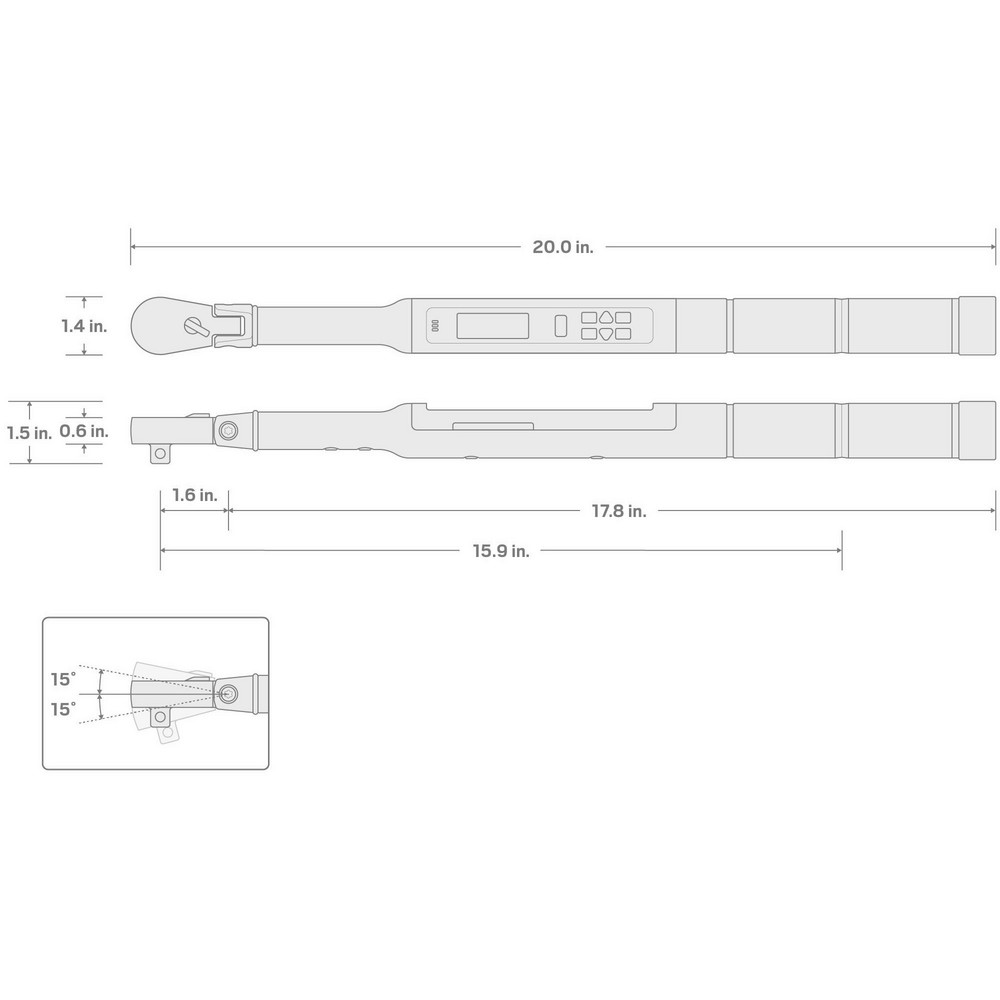 Tekton - Electronic Torque & Angle: 3/8 Drive, Male Square Drive, Foot ...