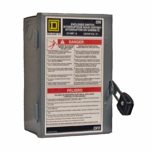 Square D - Safety Switch: NEMA 1, 30 Amp, 240VAC, Fused | MSC Direct