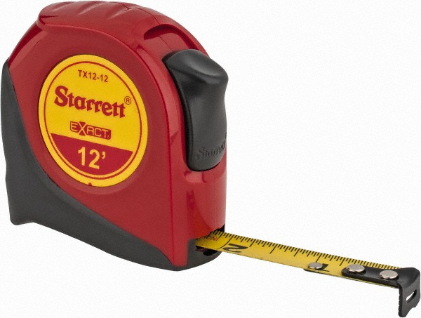 Starrett - Tape Measure: 12' Long, 1/2" Width, Yellow Blade - 54580295 ...