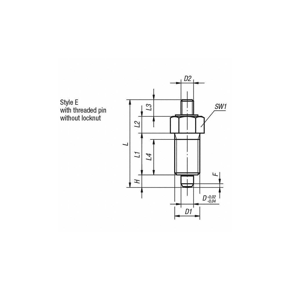 KIPP - M16x1.5, 23mm Thread Length, 8mm Plunger Dia, Hardened Locking ...