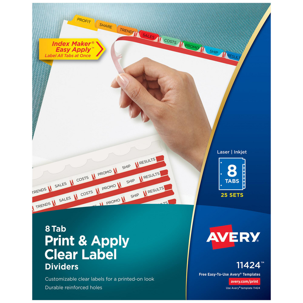 AVERY - 11 x 8 1/2" 1 to 8" Label, 12 Tabs, 3-Hole Punched ...