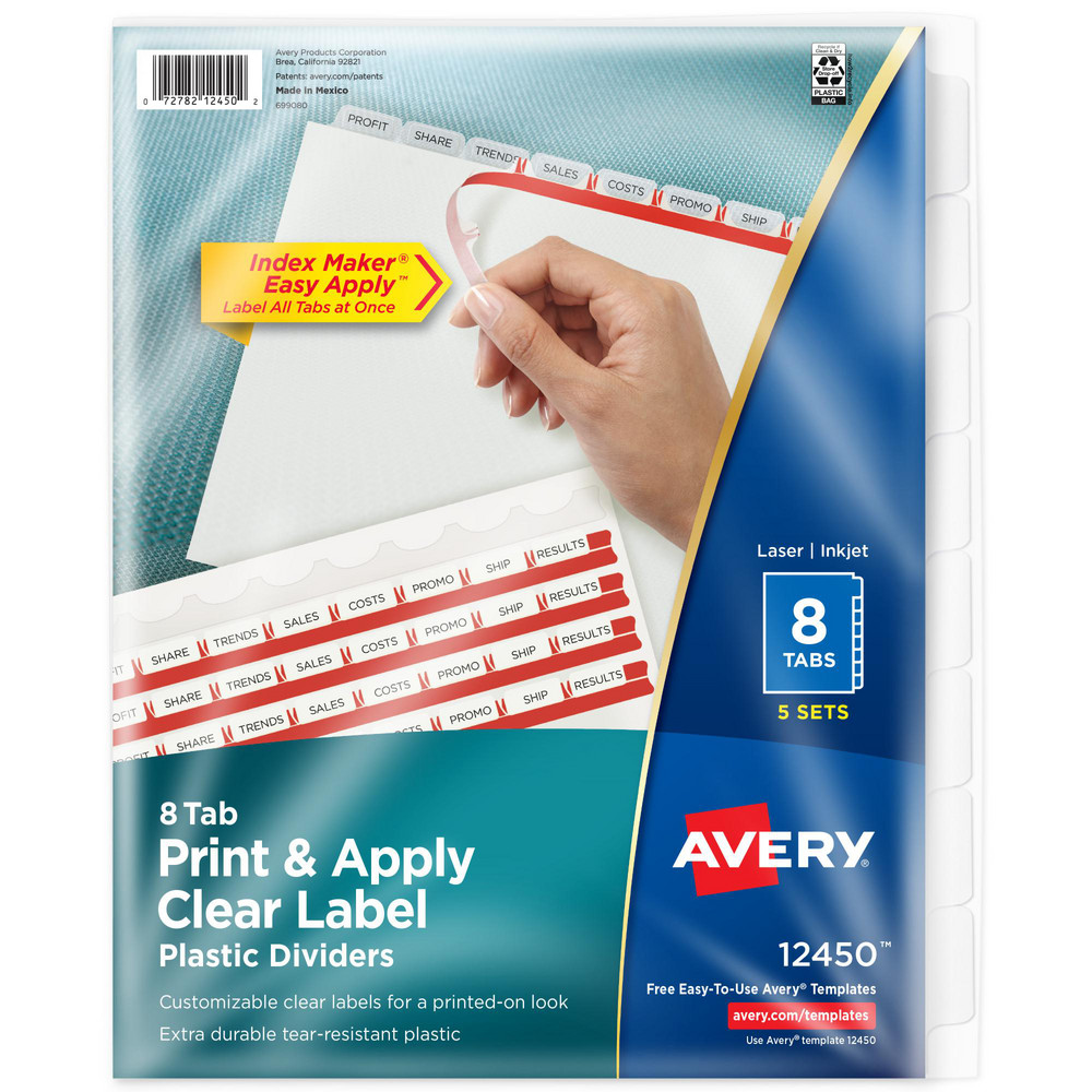 AVERY - 11 x 8 1/2" 1 to 8" Label, 1 Tabs, 3-Hole Punched, Customizable ...