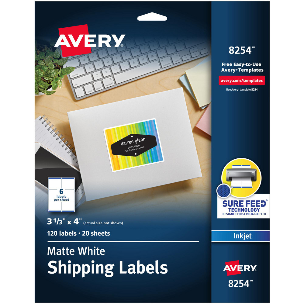 AVERY - Label Maker Label: Matte White, Paper, 4" OAL, 120 per Roll ...