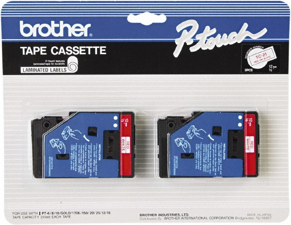 Brother - Tape Cassette: 1" x 25', White | MSC Direct