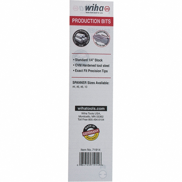 Wiha - 1/4" Hex Drive #4 Point Insert Spanner Bit - 54778725 - MSC ...